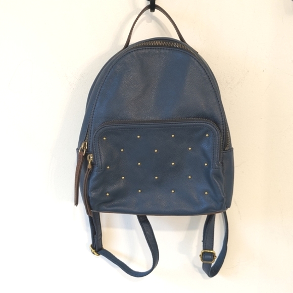 Fossil | Bags | Fossil Blue Leather Studded Mini Backpack | Poshmark